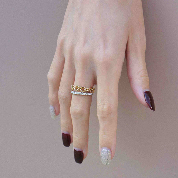 chain collection / large size luxe round chain ring YG – trunk JEWELRY