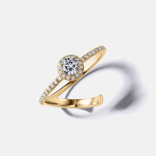 new basic collection / diamond slash halo ring K18YG – trunk JEWELRY